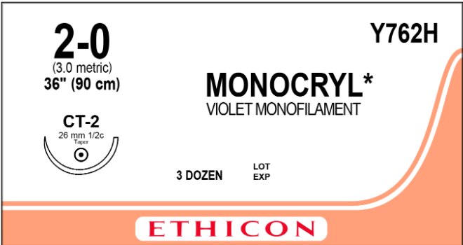 Ethicon Monocryl 2-0 CT-2 36"