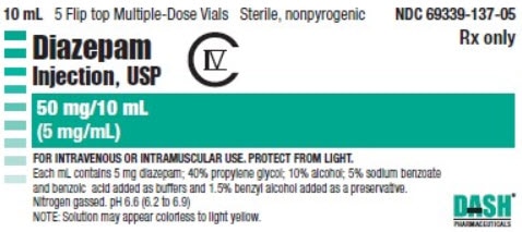 Diazepam 5mg/mL 10mL Vial, 5 Flip Top Vials (MDV)
